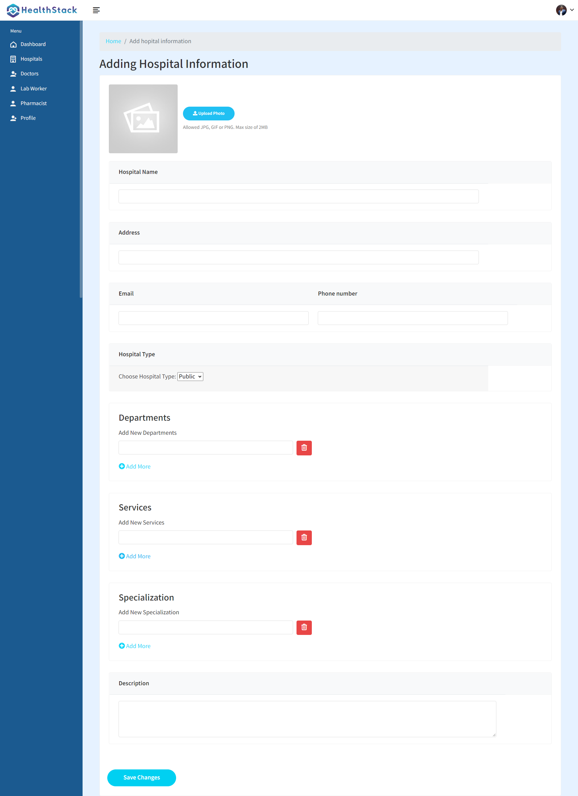 Hospital Admin - HealthStack
